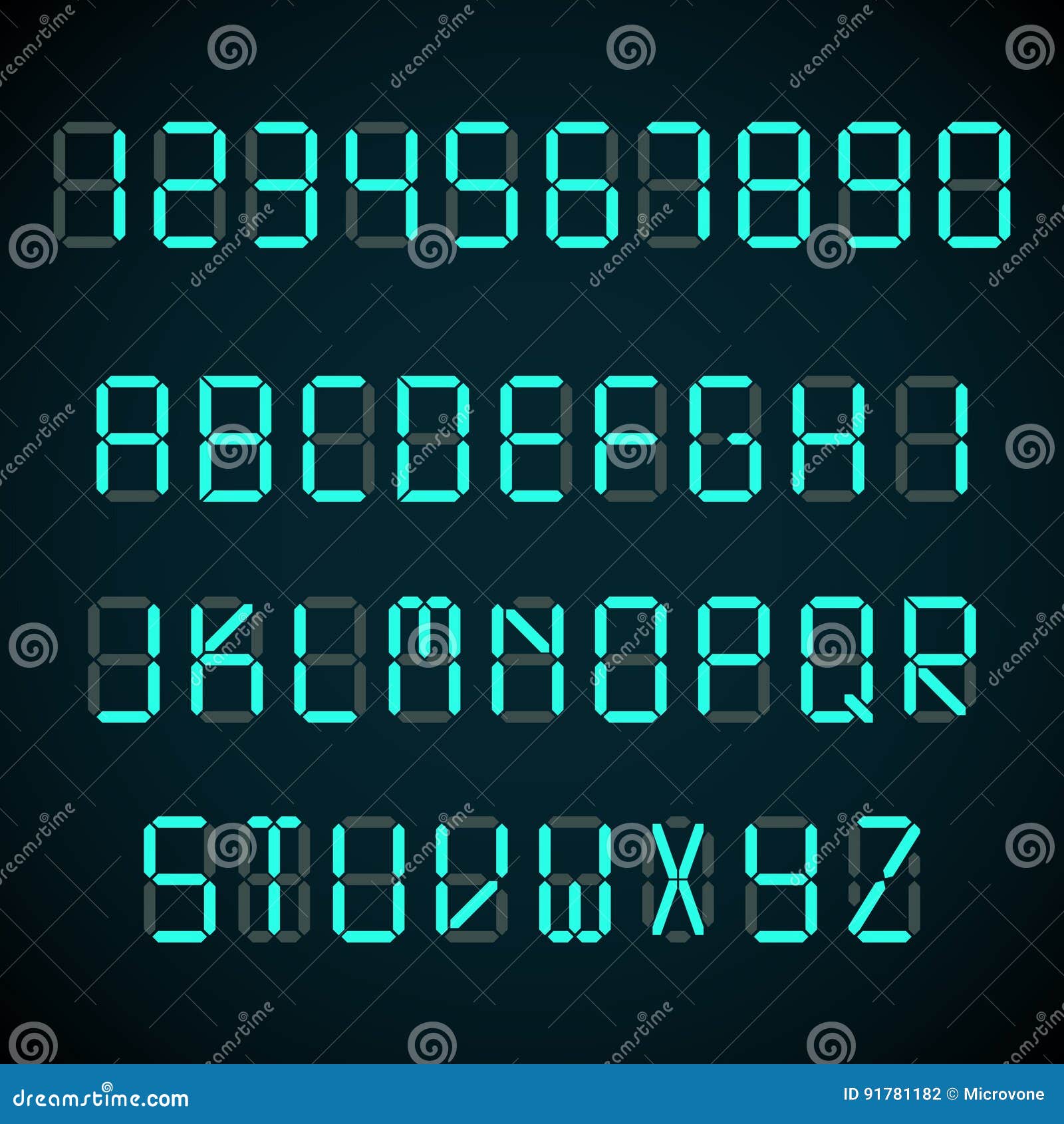 Digital Font, Alarm Clock Letters and Numbers Vector Alphabet Stock ... Digital Font, Alarm Clock Letters and Numbers Vector Alphabet Stock ...