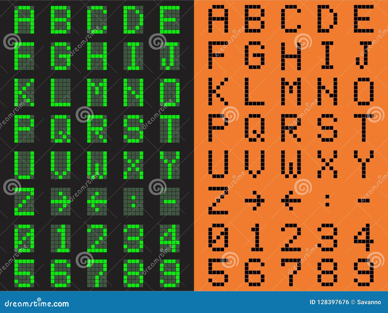 Digital Font. Green and Orange Stock Vector - Illustration of ...