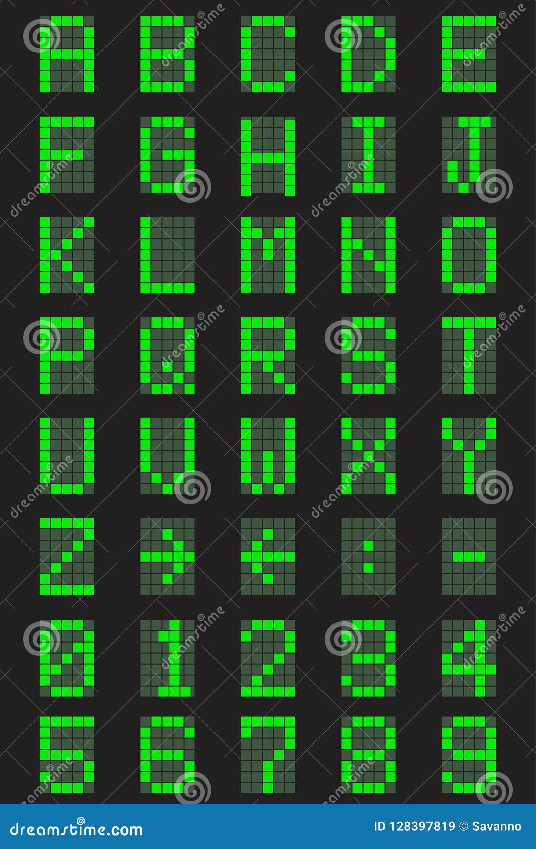 Digital font. Green set stock vector. Illustration of alphabet - 128397819