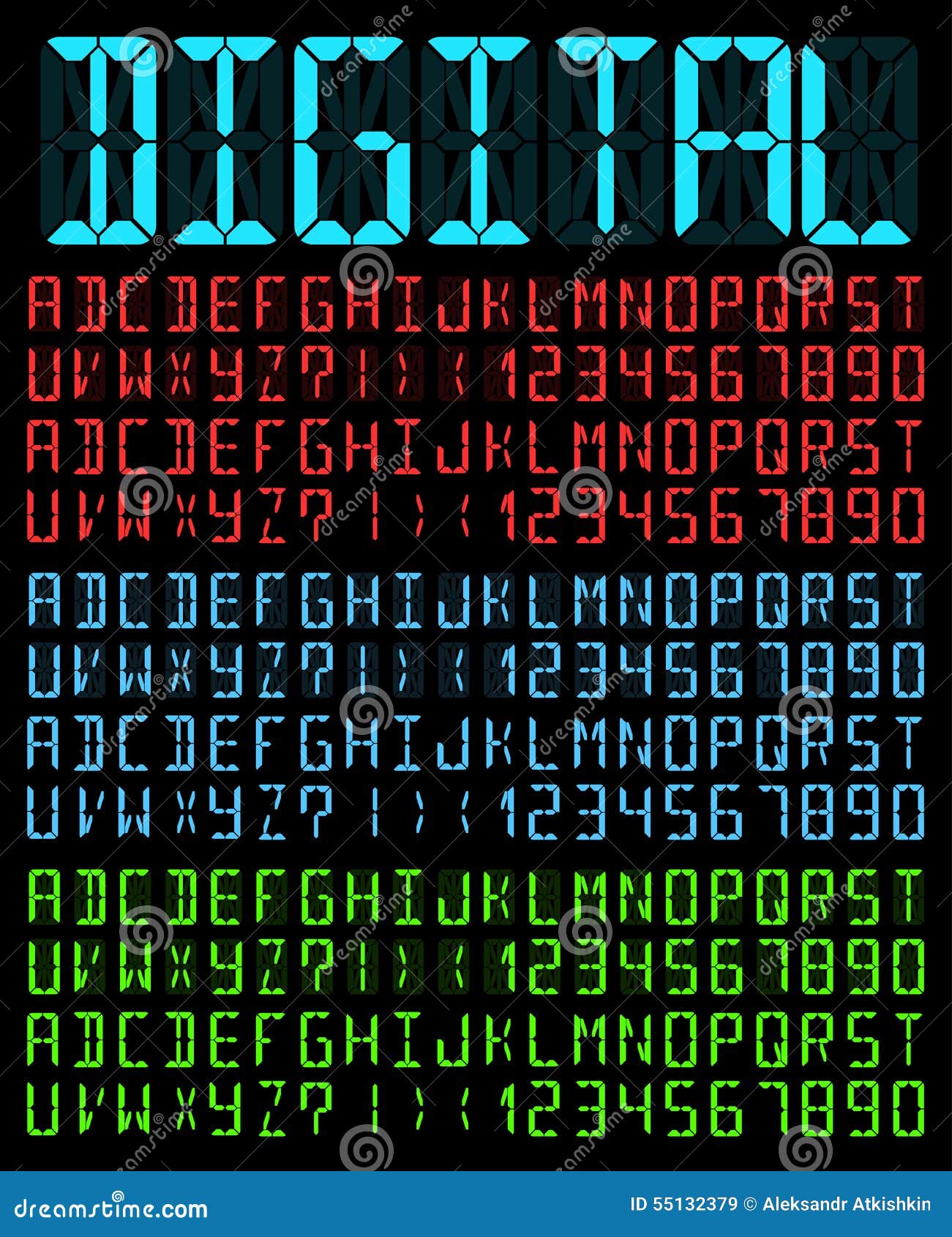 Digital Font stock vector. Illustration of neon, audio - 55132379