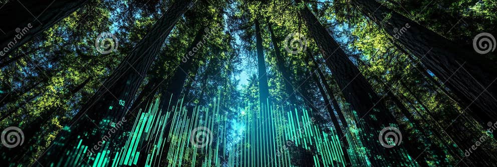 Digital Forest Data Visualization Data Streams Nature Technology Growth ...