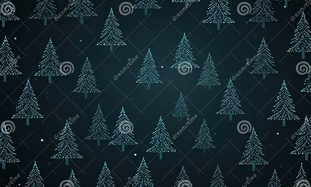 Digital Forest Scene, Featuring Dark Blue Background with Numerous ...
