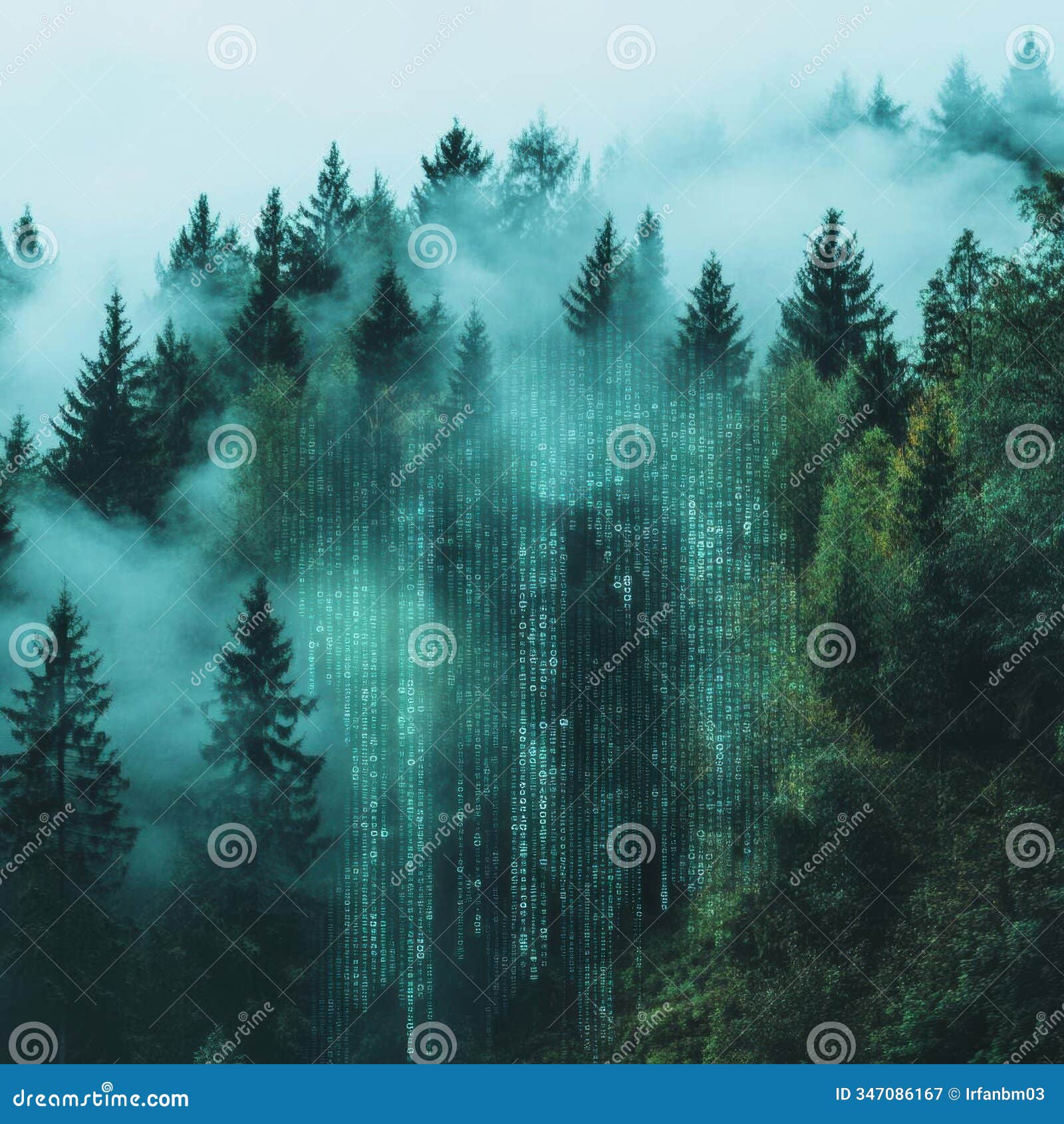 Digital Forest, Where Nature Meets Technology Stock Image - Image of ...