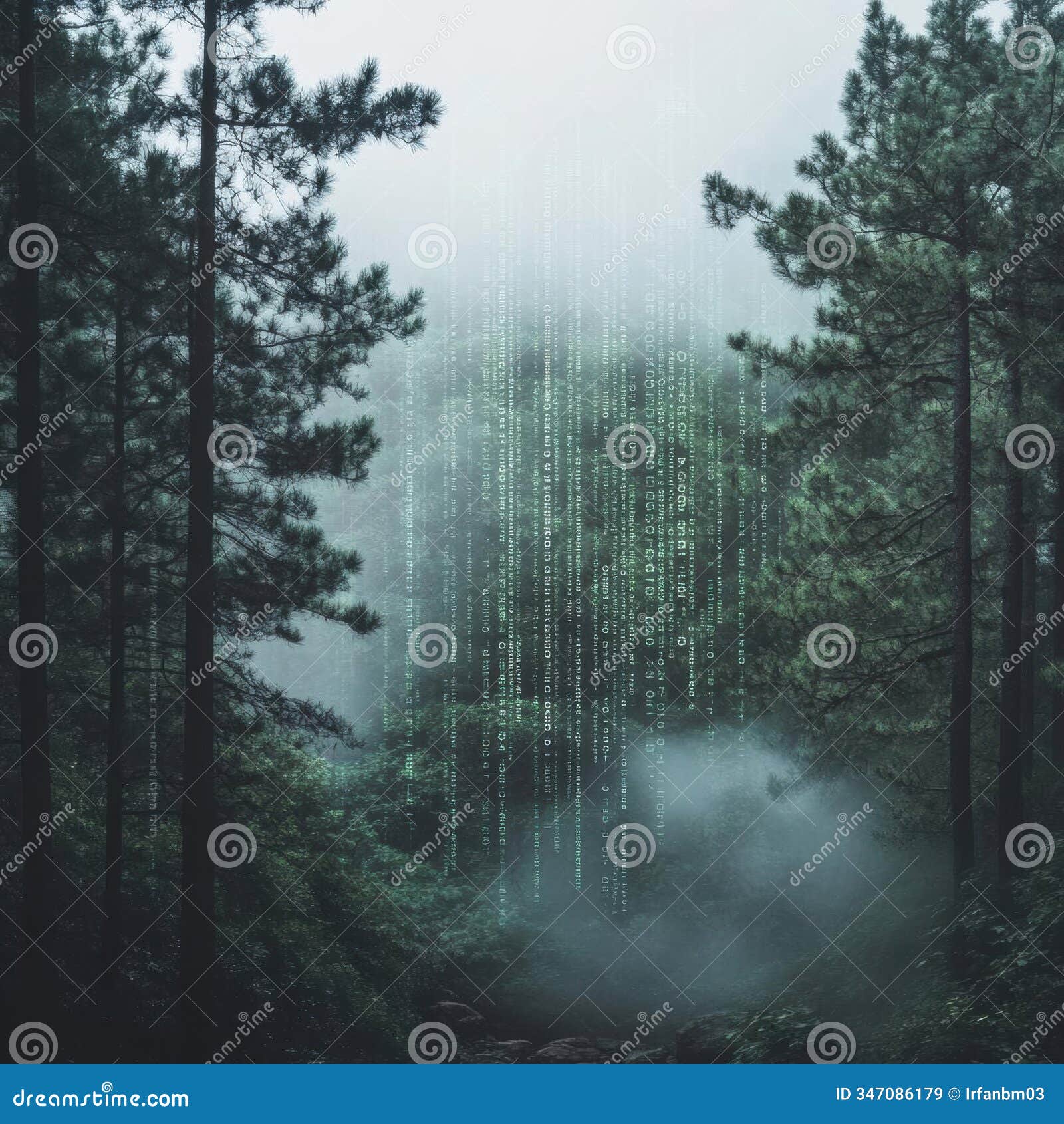 The Digital Forest, Where Nature Meets Technology Stock Image - Image ...