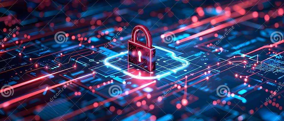 Digital Fortress: Advanced Cybersecurity Lock Shields Data. Concept ...