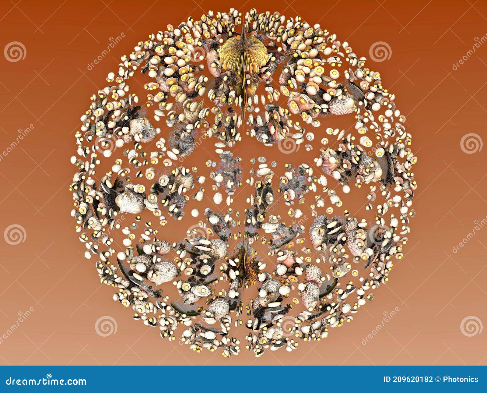 Sphere of Shells, Shell Planet Stock Illustration - Illustration of ...