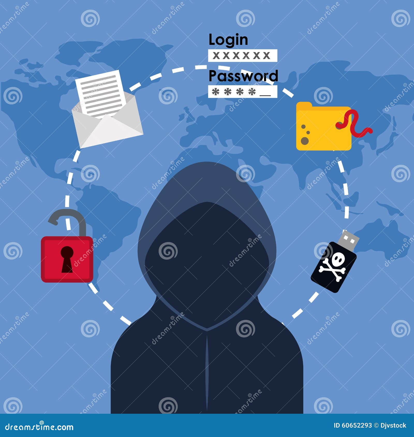 Digital Fraud and Hacking Design Stock Vector - Illustration of ...