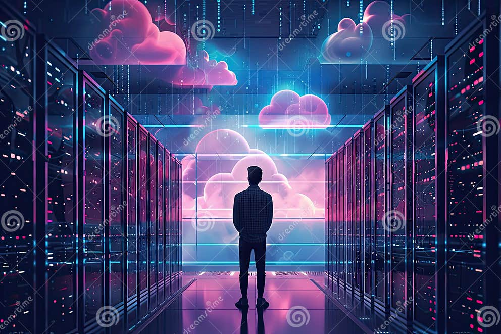 Digital Frontier: Exploring the Cloud Computing Realm Stock Illustration - Illustration of ...