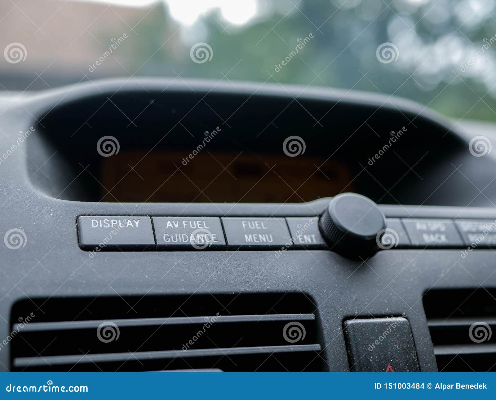 Digital Fuel Consumption Control Panel on Dusty Car Interior Stock ...