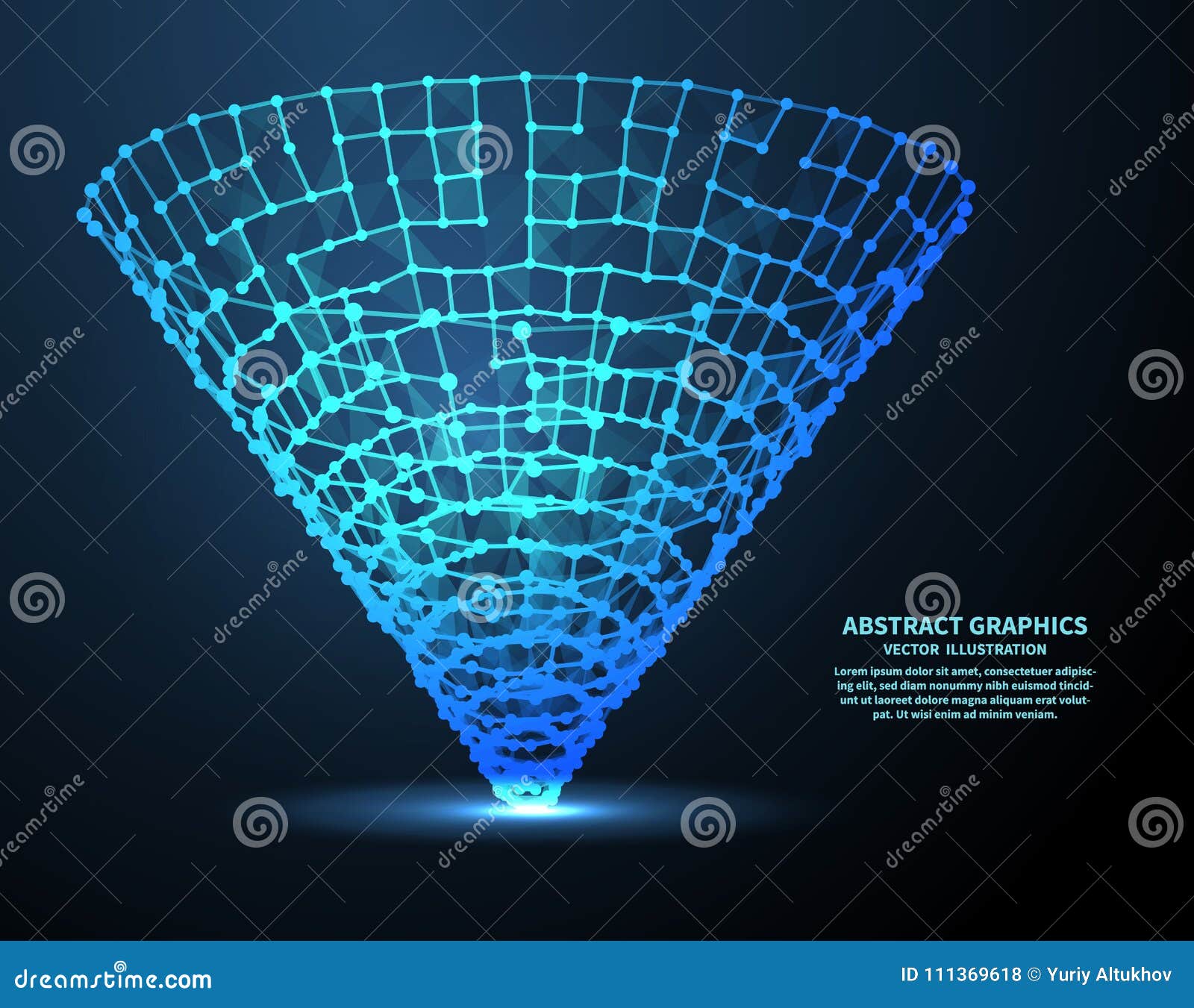 Digital Funnel, Vector Illustration. Network Connections with Points ...