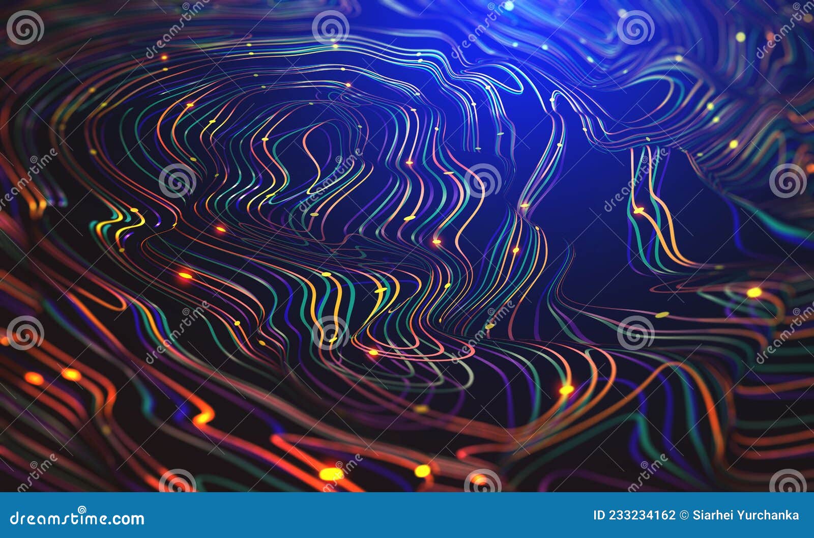 Digital Funnel, Waves of Code Data. Streams of Intertwining Lines 3D ...