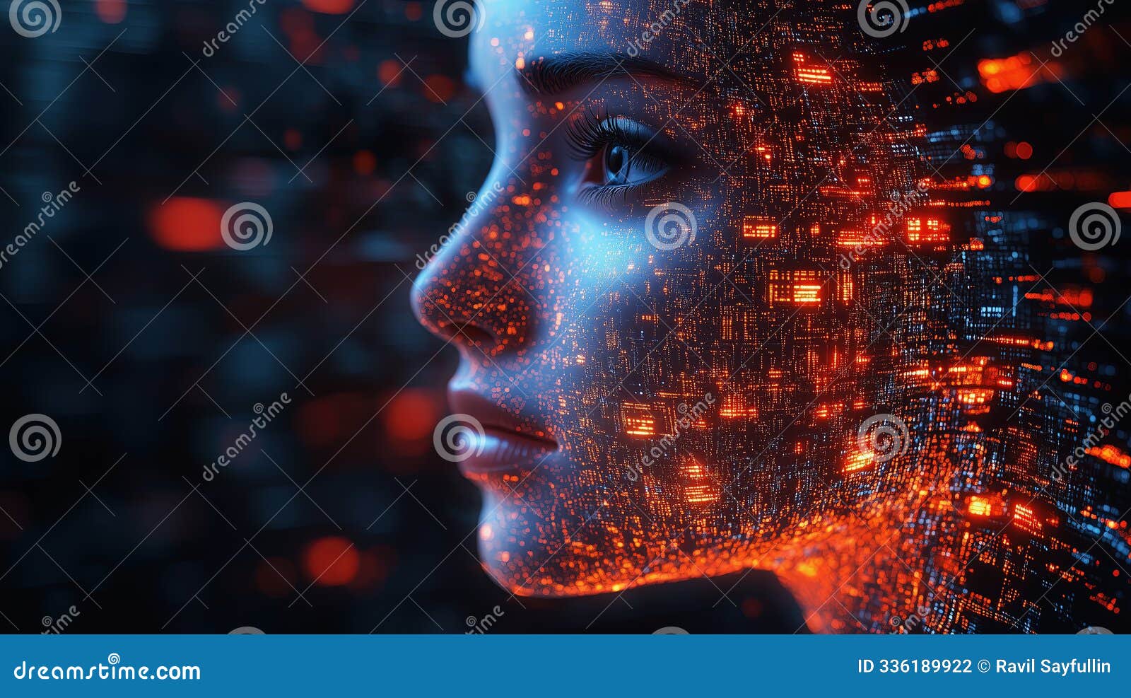 Digital Fusion: Human and Artificial Intelligence Stock Photo - Image ...