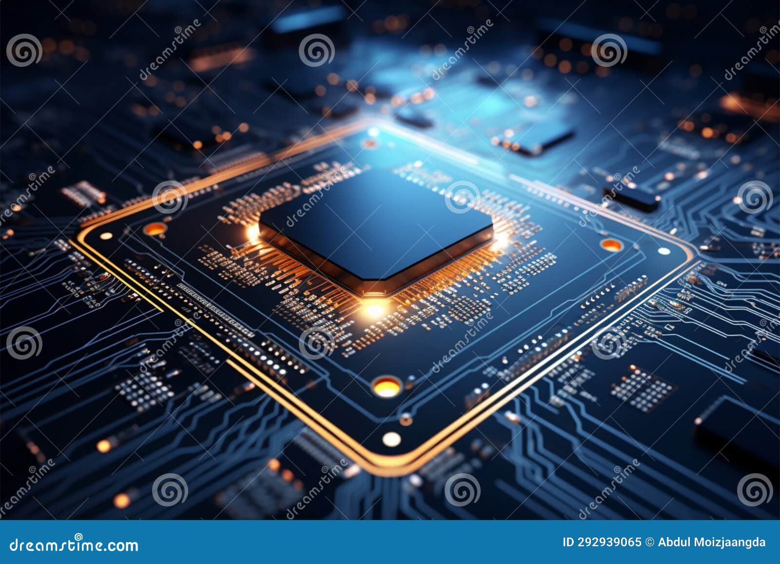 Digital Futuristic Chipset Processor on a High Tech Circuit Board Stock ...