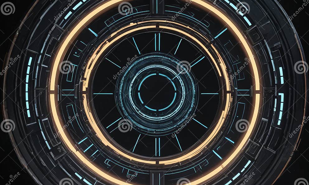 Digital Futuristic Circular Interface with Complex Network Lines and ...