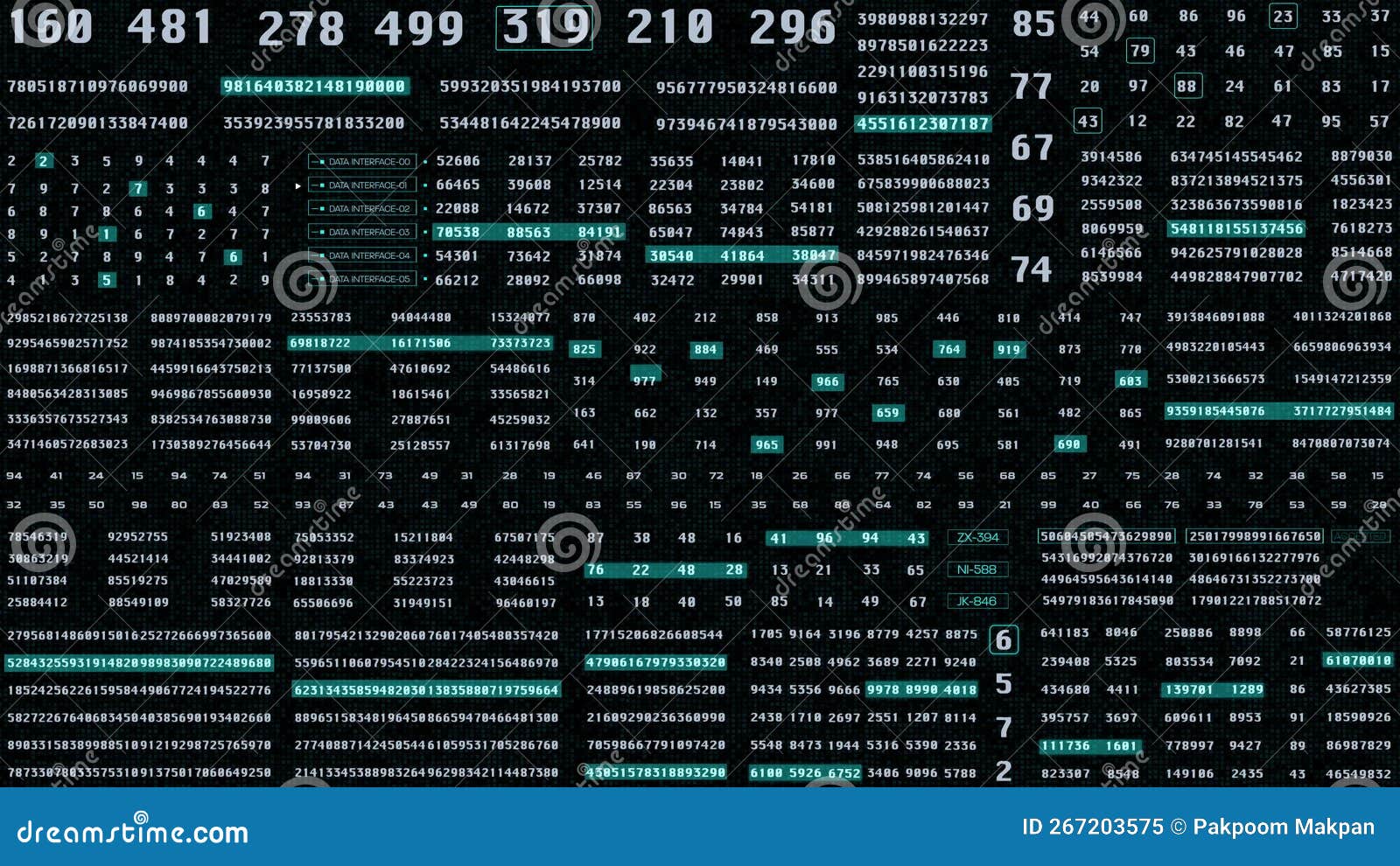 Digital Futuristic Data Sampling Running Statistic Code Counting Algorithm System Ui Virtual