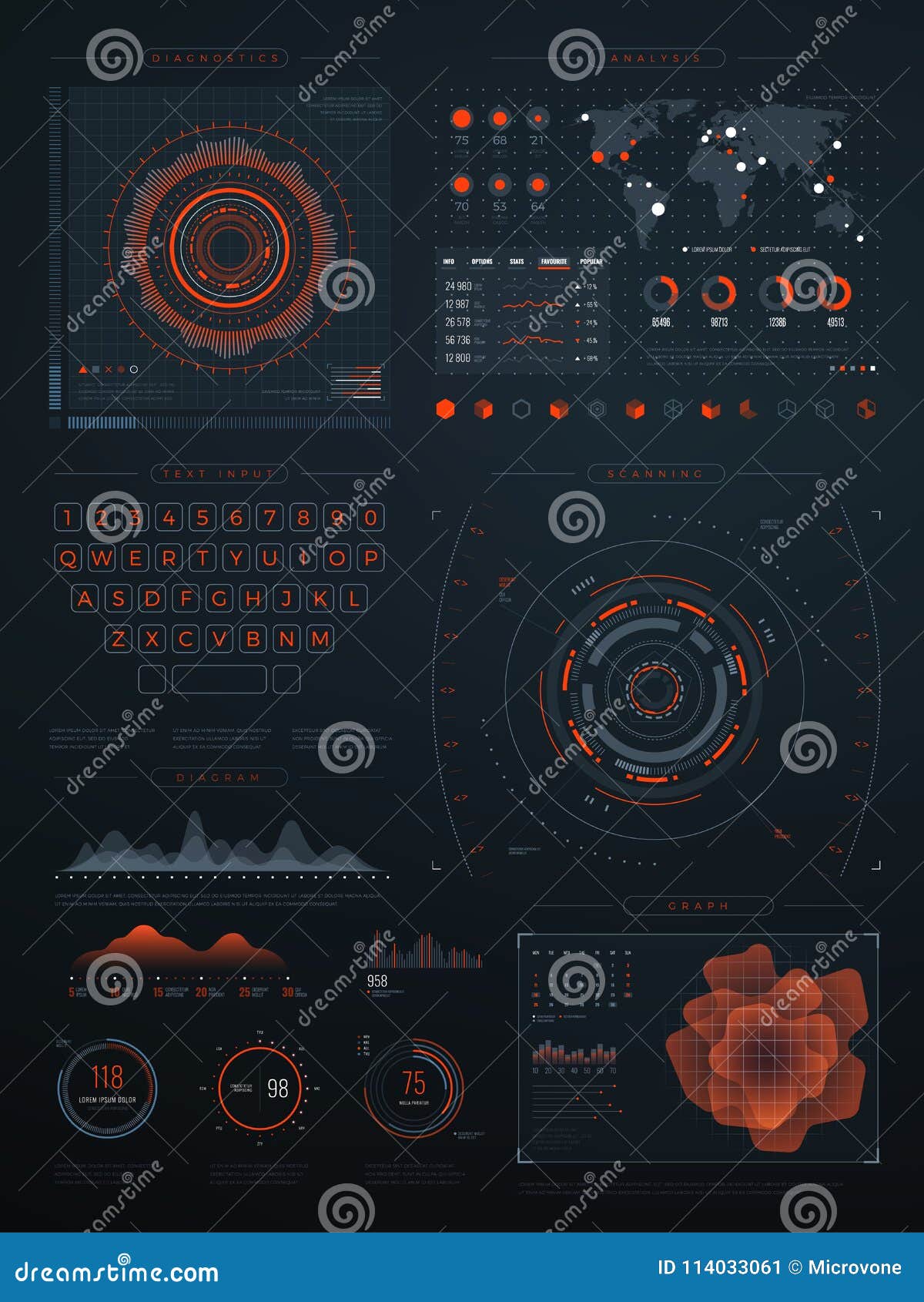Digital Futuristic Hud Virtual Interface. Vector Technology Screen with ...