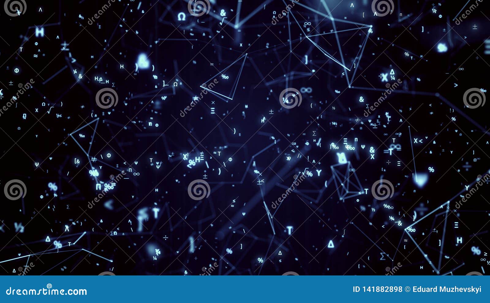 Digital Futuristic Illustration with Math, Physics Symbols and Mesh ...