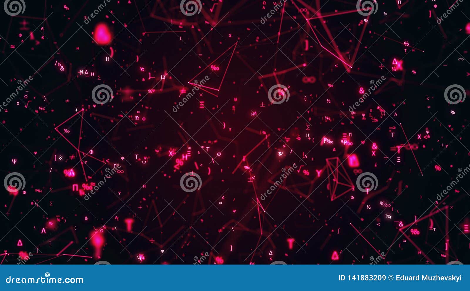 Digital Futuristic Illustration with Math, Physics Symbols and Mesh ... Digital Futuristic Illustration with Math, Physics Symbols and Mesh ...