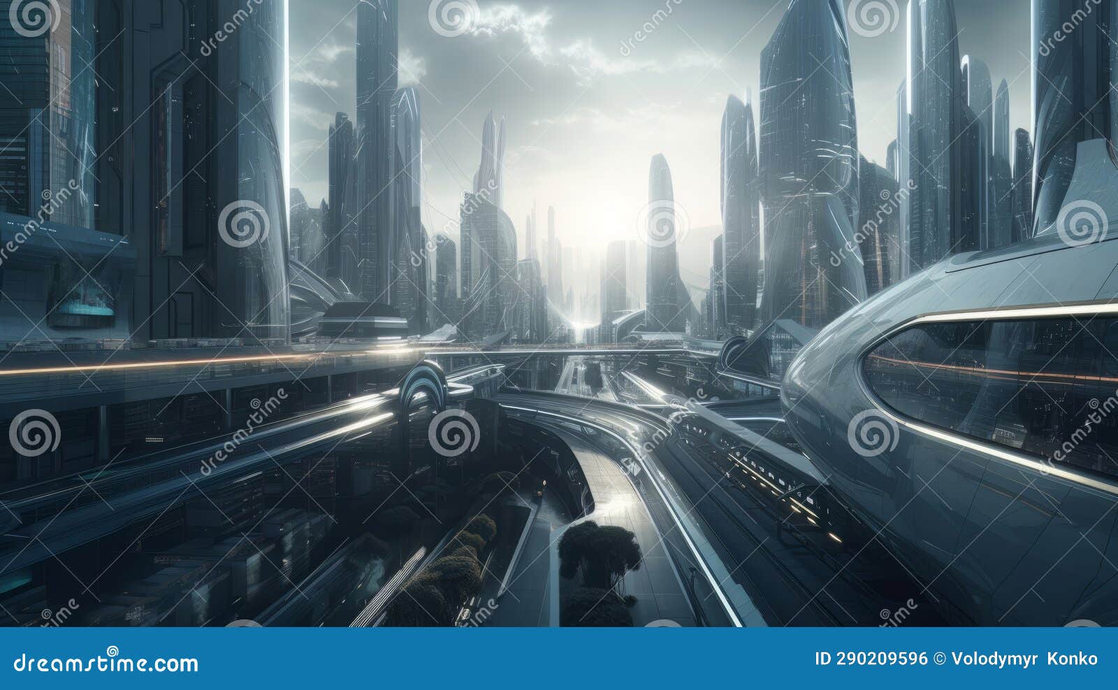 Futuristic Imaginative Parade Scene Celebrating The Progress Of A ...