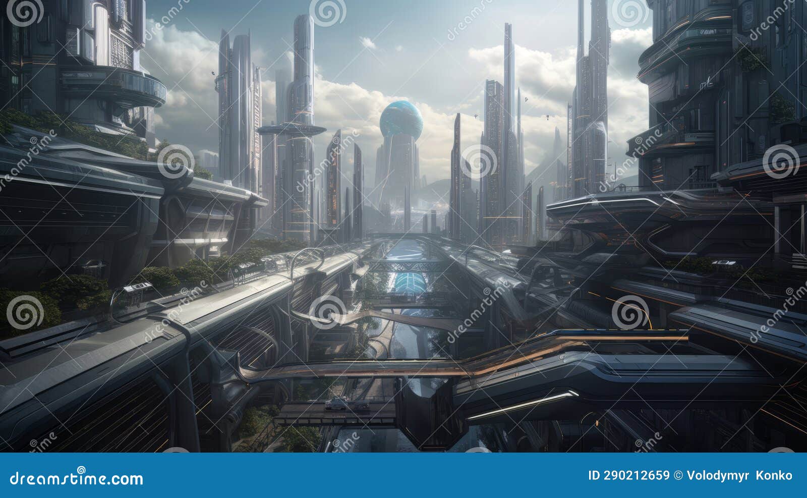 Futuristic Imaginative Parade Scene Celebrating The Progress Of A ...