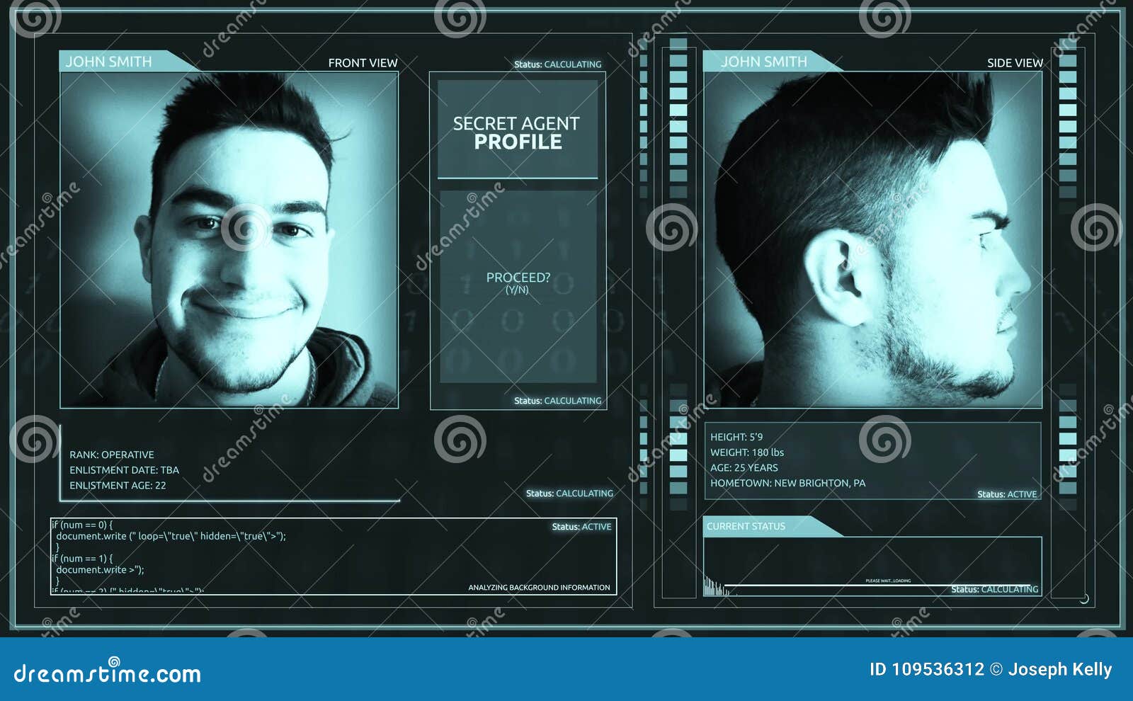 Digital Futuristic Secret Agent Operative Profile Interface Corner Pin ...
