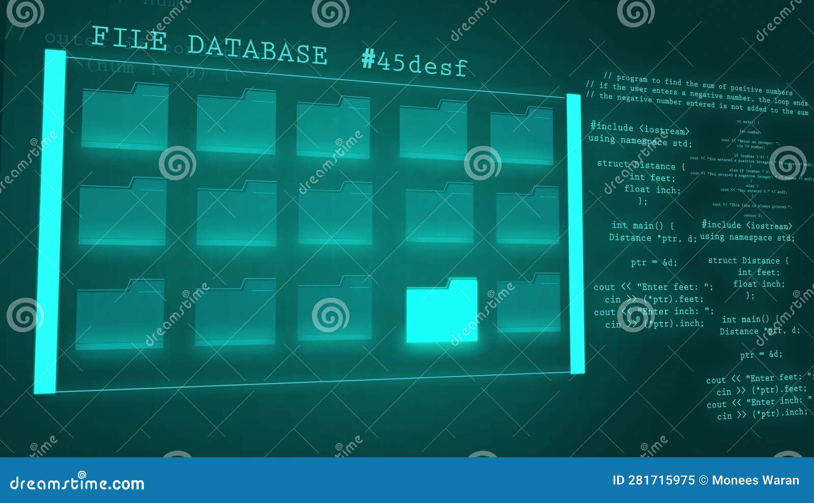 Digital Futuristic Technology File Database Background with Network ...
