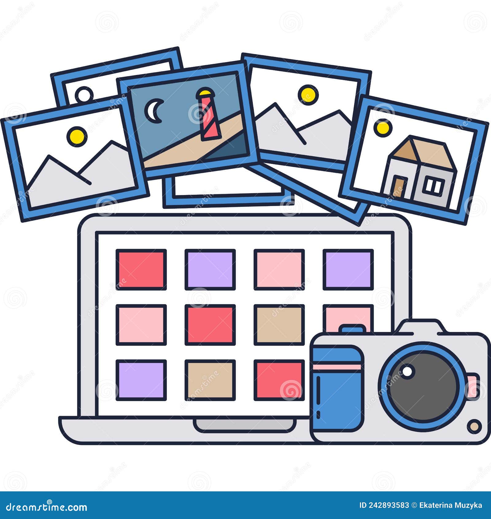 Digital Gallery App Design Flat Vector Icon Stock Vector - Illustration ...