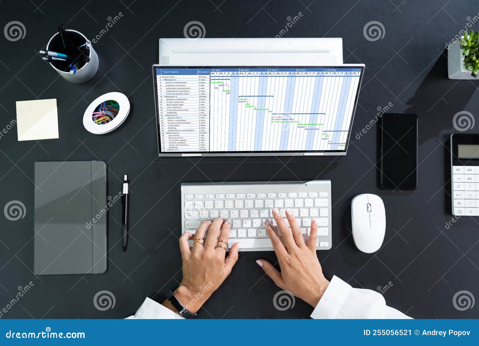 Digital Gantt Project Control Software Stock Image - Image of data ...