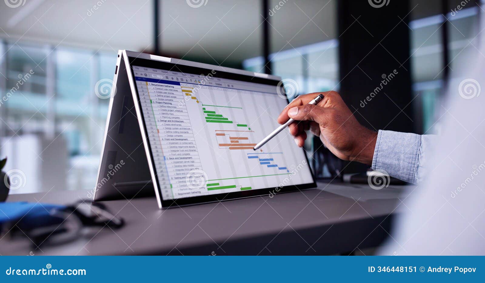 Digital Gantt Project Control Software Stock Image - Image of planner ...