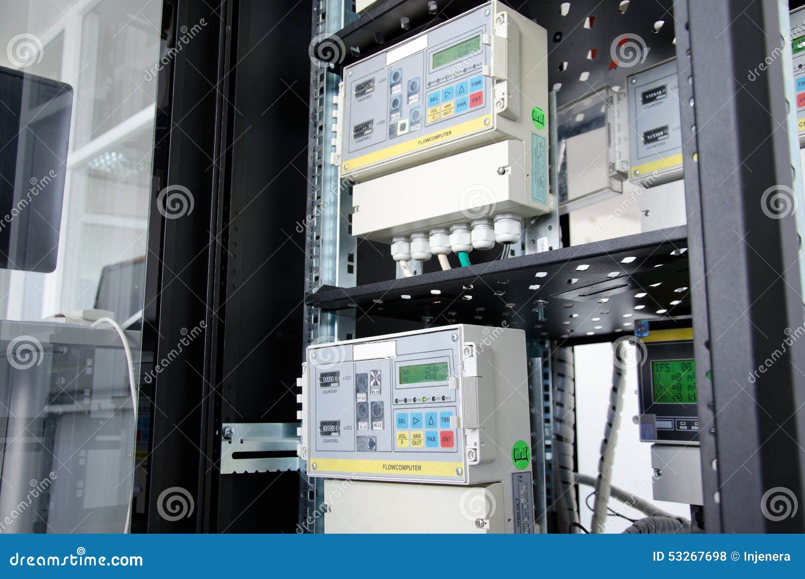 Digital Gas Flow Meter, Mounted in Rack Stock Photo - Image of ...