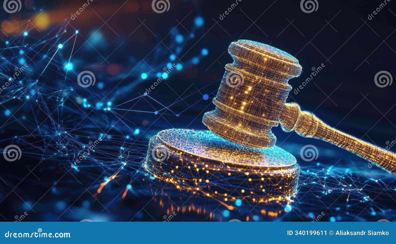 Digital Gavel Representing Modern Law And Technology Integration Stock ...