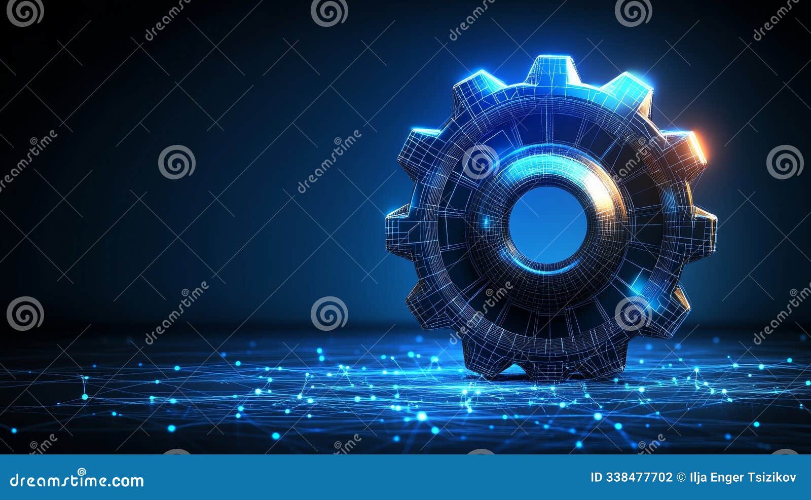 Digital Gear, Blue Technology Abstract Machinery Symbol Connected ...