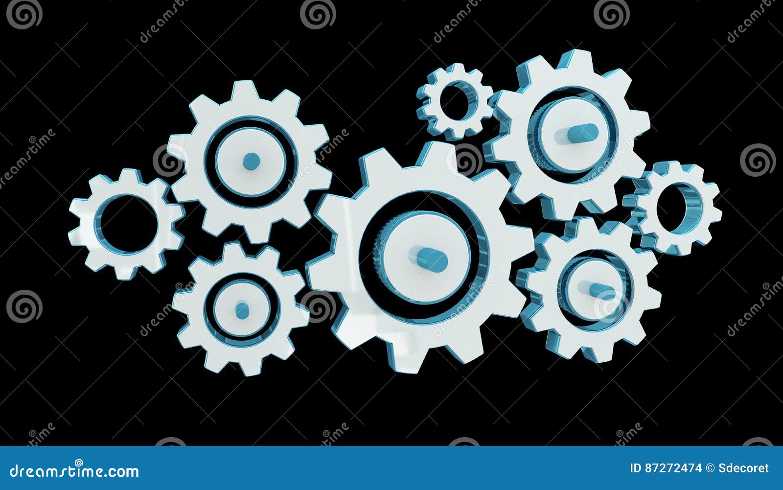 Digital Gear Icons 3D Rendering Stock Illustration - Illustration of ...