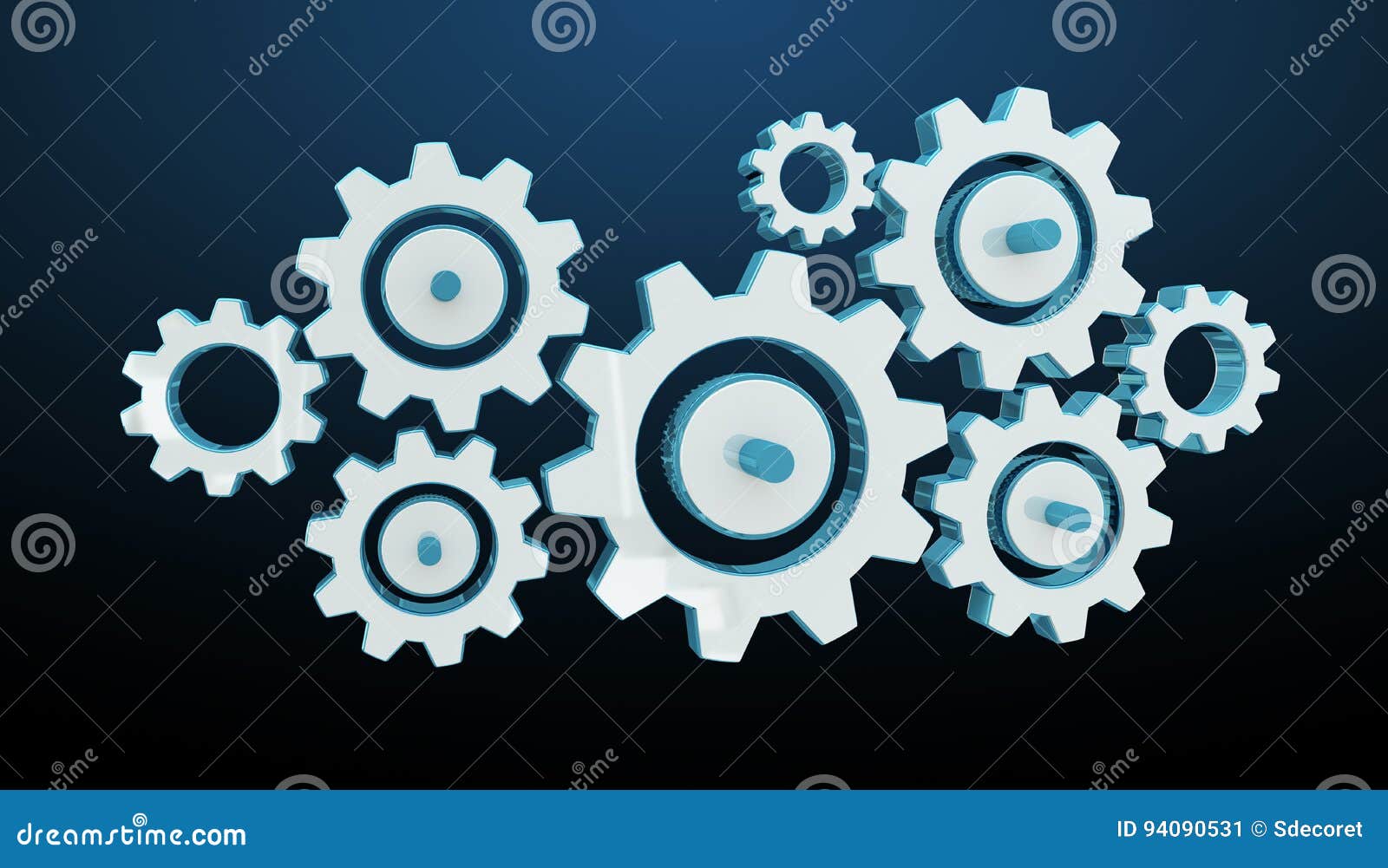 Digital Gear Icons 3D Rendering Stock Illustration - Illustration of ...