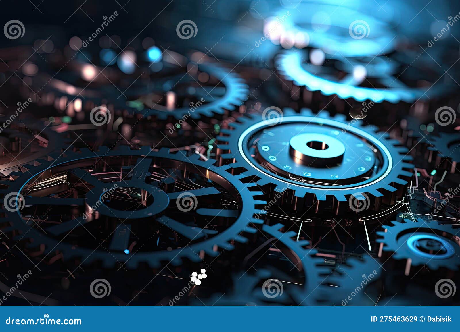 Digital Gear Wheels on Circuit Board. High Technology Engineering ...