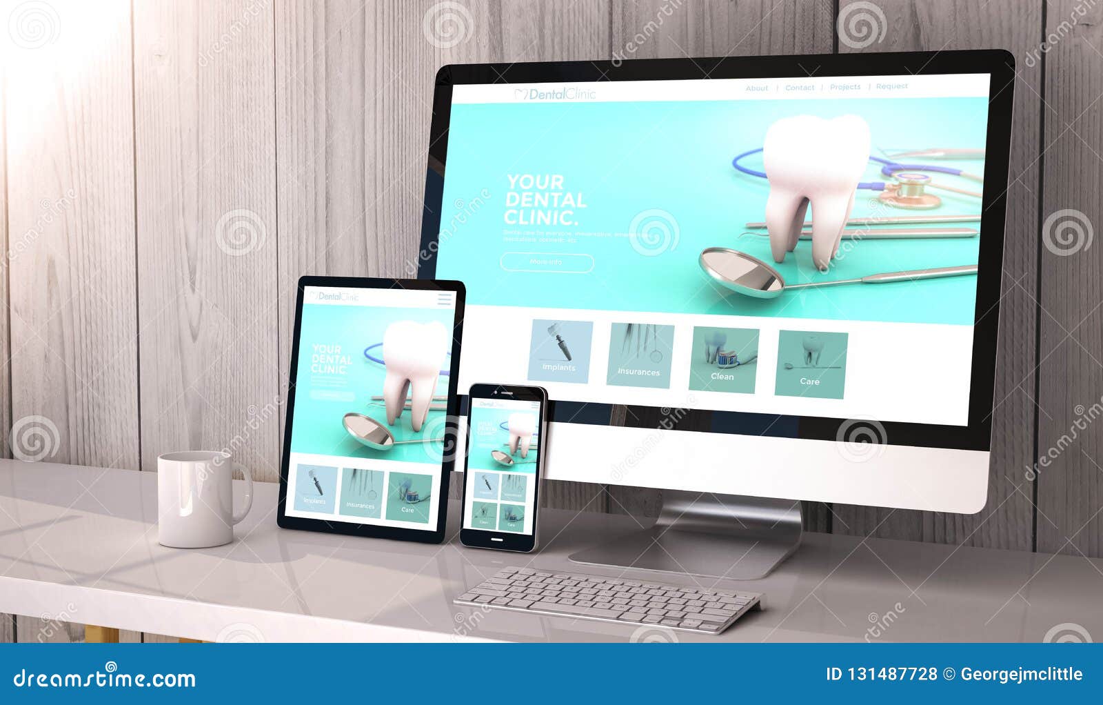 Digital Generated Devices on Desktop, Responsive Dental Clinic Website ...