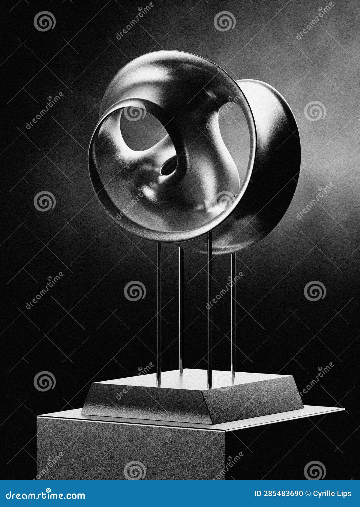 Digital-Generated Geometric Modern Sculpture Stock Illustration ...