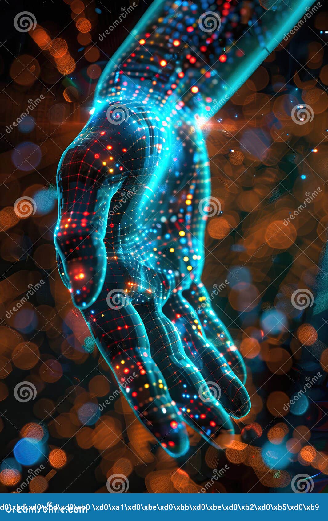 Digital Generated Human Hand and Businessman Shaking Hands. Stock Photo ...