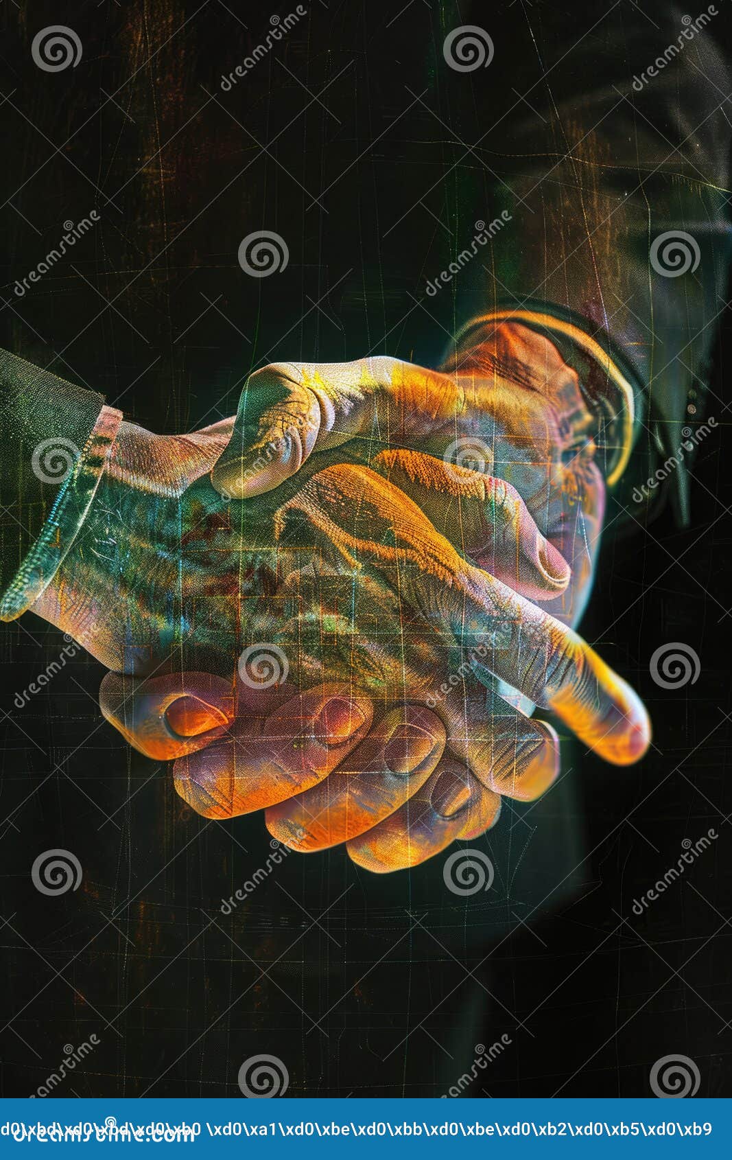Digital Generated Human Hand and Businessman Shaking Hands. Stock ...
