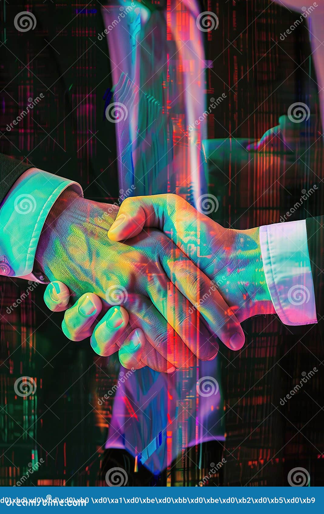 Digital Generated Human Hand and Businessman Shaking Hands. Stock ...