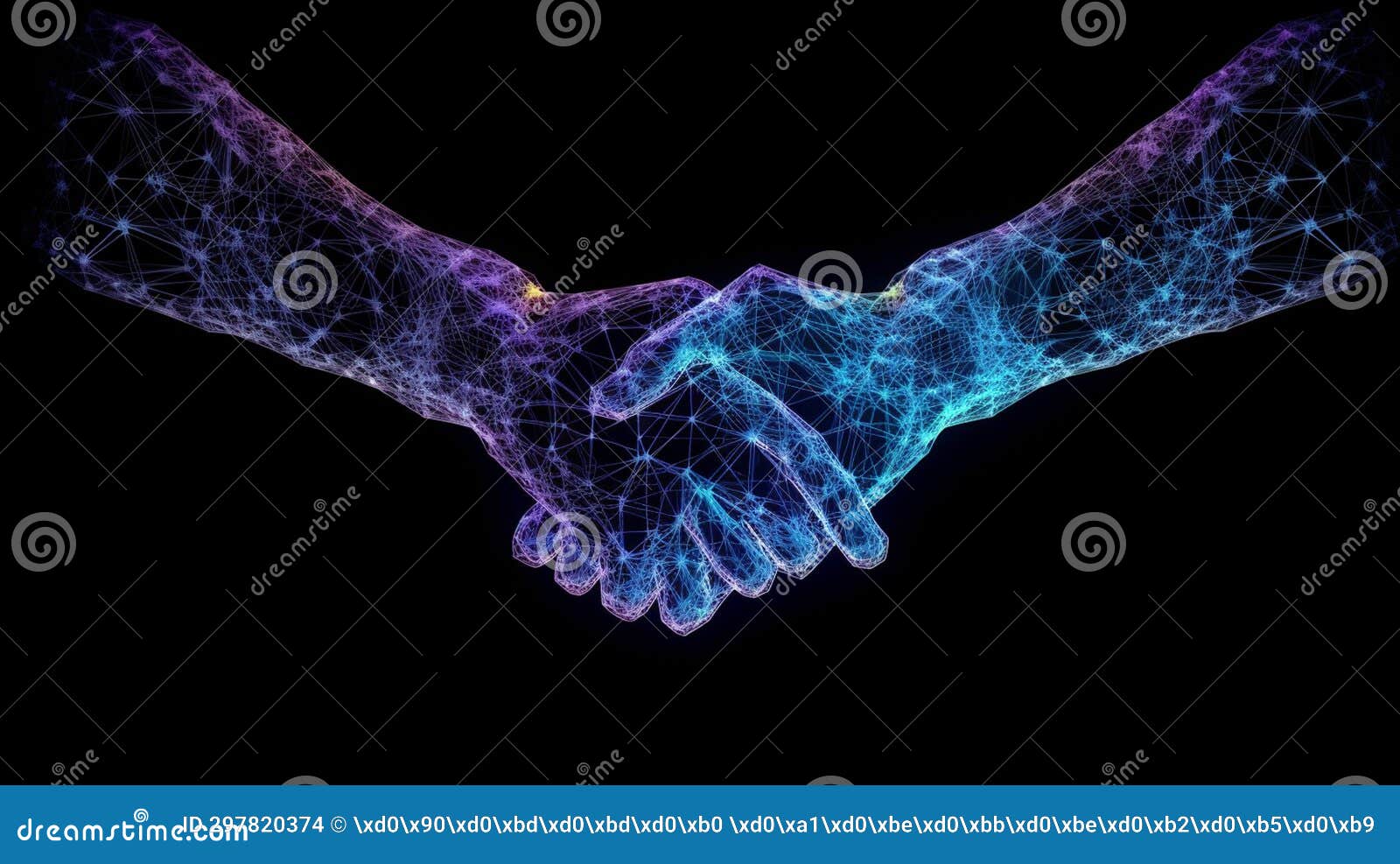 Digital Generated Human Hand and Businessman Shaking Hands.Generative ...