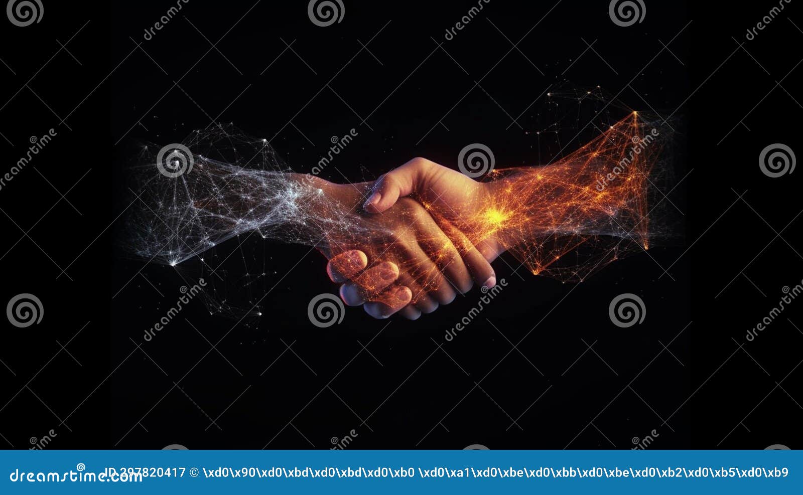 Digital Generated Human Hand and Businessman Shaking Hands.Generative ...