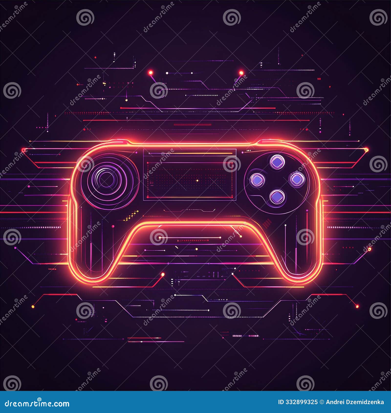 Digital Generative Art Wallpaper Glowing Space Background with Abstract Neon Light Game ...