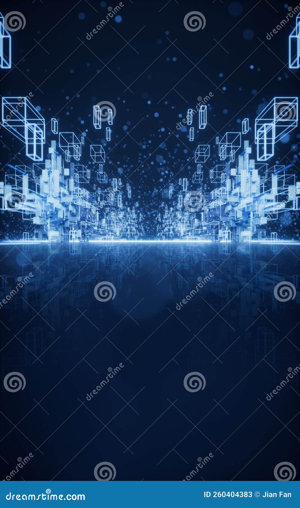 Digital Geometry with Empty Ground, 3d Rendering Stock Illustration ...