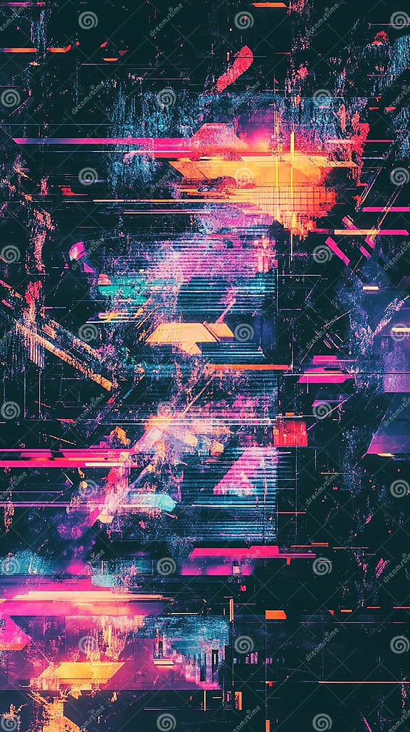 Digital Glitch Abstract Design with Distorted Elements Stock ...