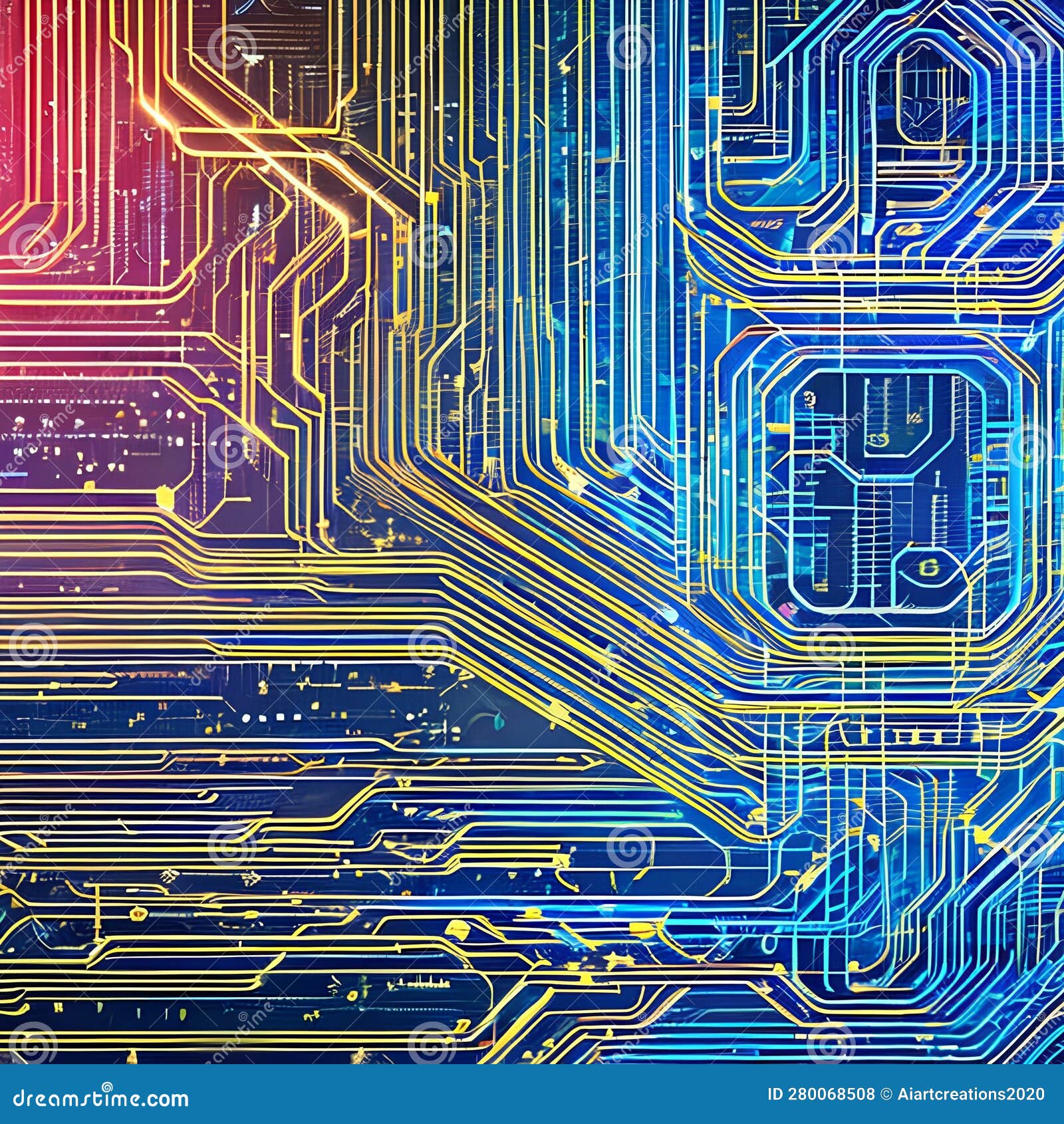 A Digital Glitch Effect Overlaying a Futuristic Circuit Board Pattern ...