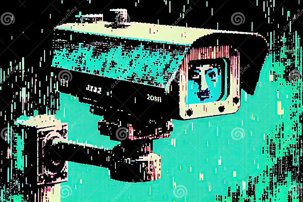 Digital Glitch Effect on a Surveillance Camera, with the Footage Being ...