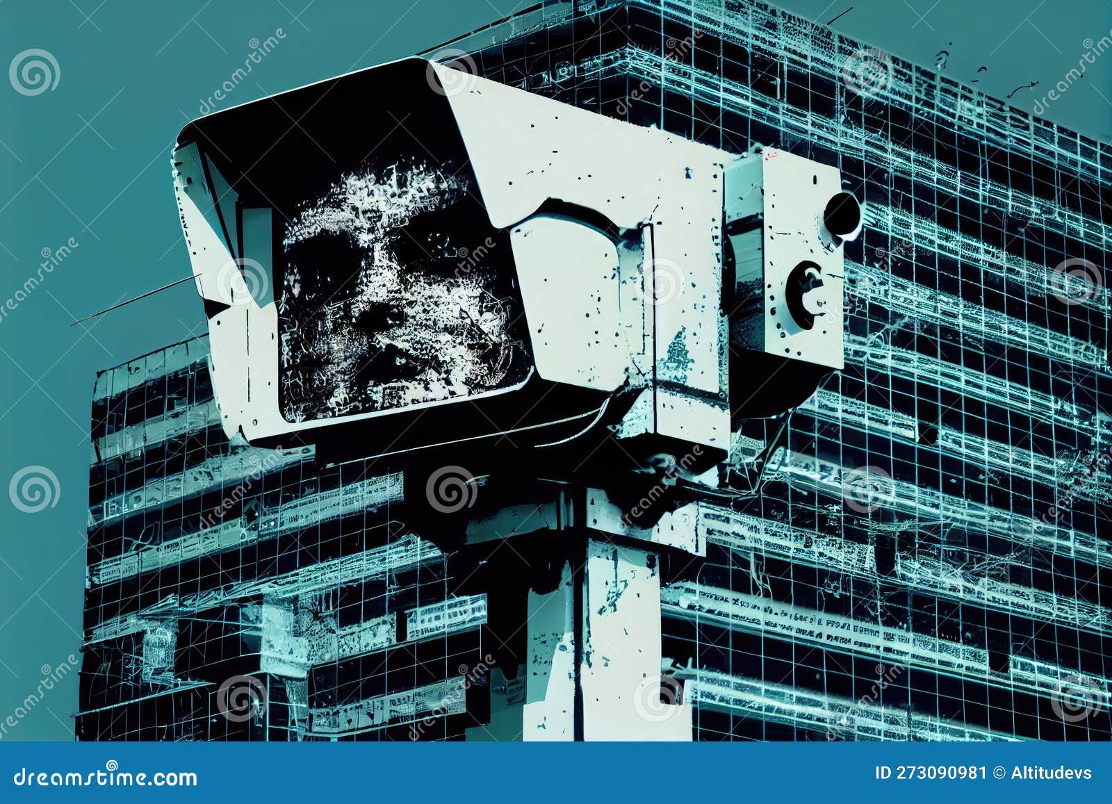 Digital Glitch Effect on a Surveillance Camera, with the Footage Being ...