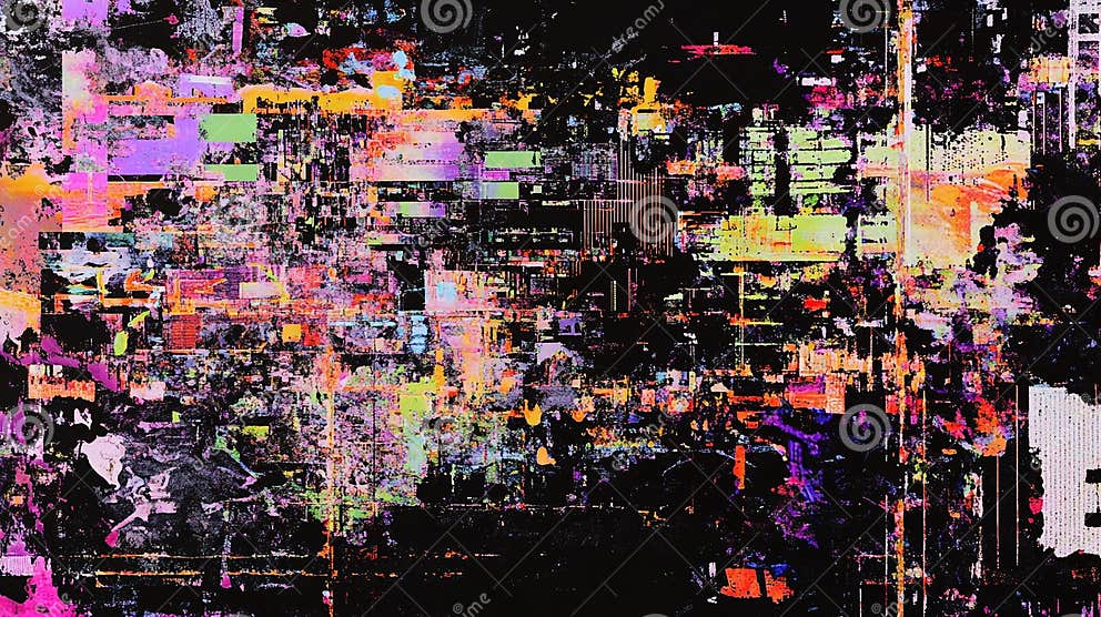 Digital Glitch Effects Frozen in Time Creating Pattern of Corrupted ...