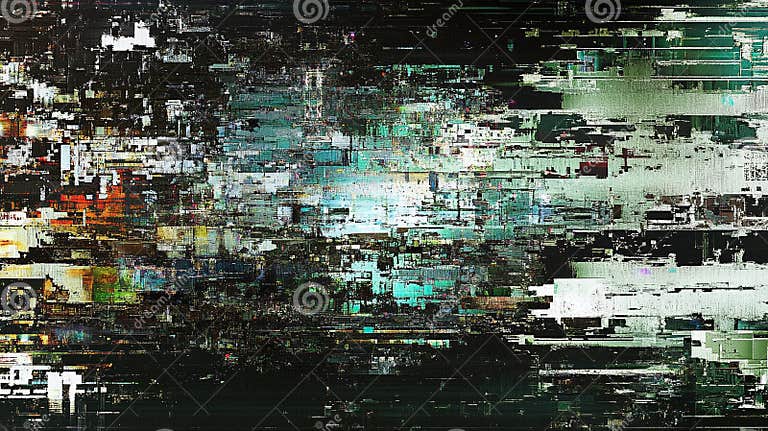 Digital Glitch Effects Frozen in Time Creating Pattern of Corrupted ...